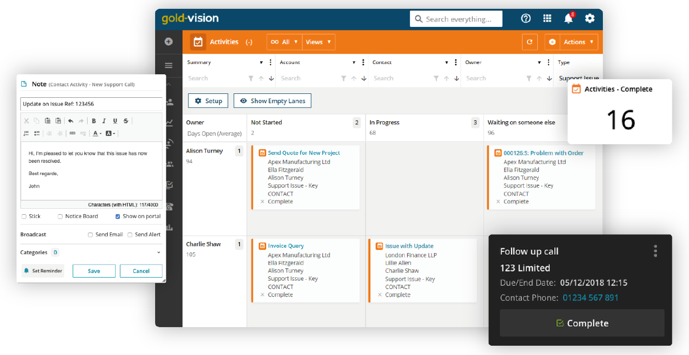 CRM for Customer Support and Contact Centres | Gold-Vision CRM